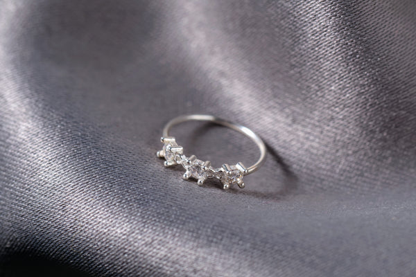 Tri Stones Silver Nose Ring – Sarwana